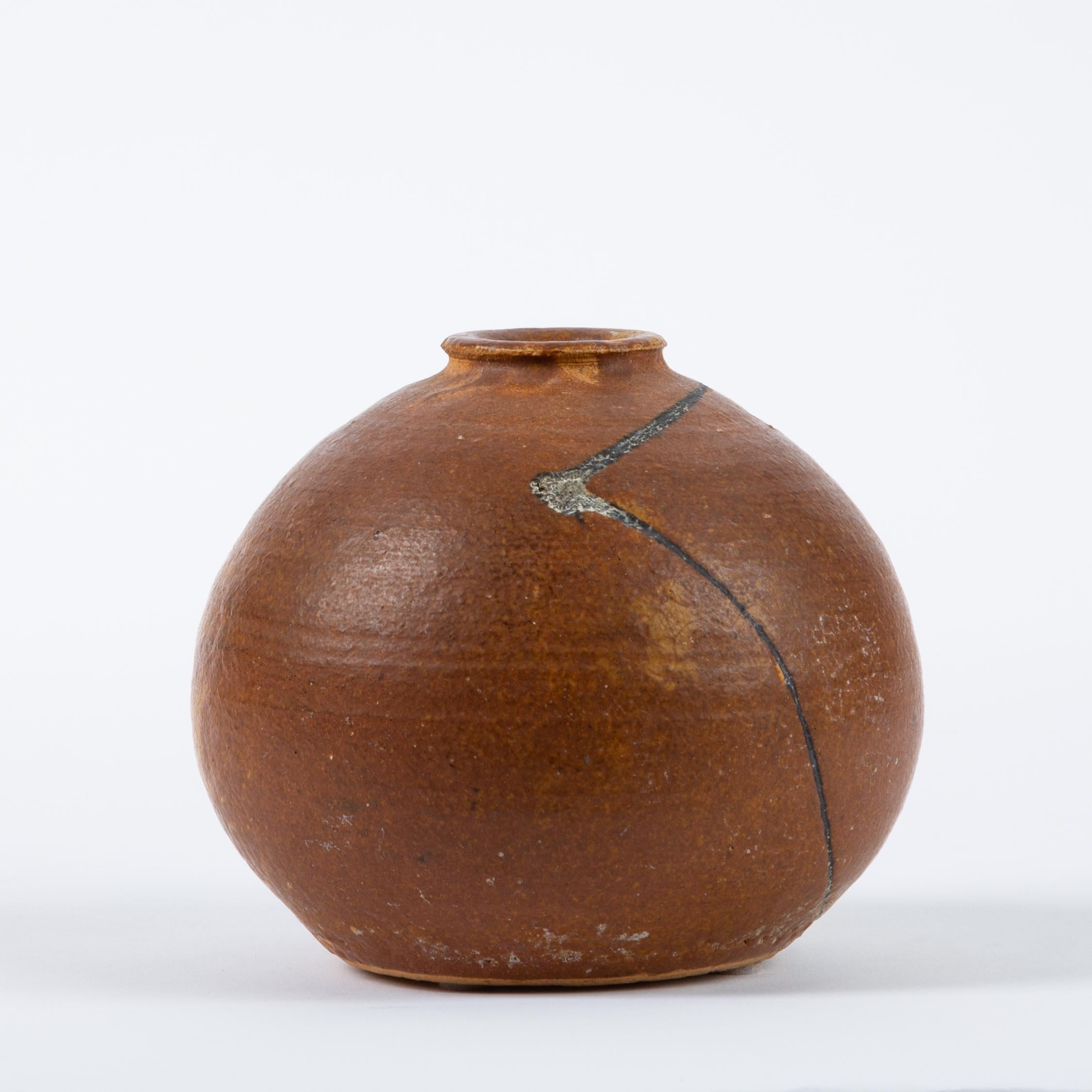 Kintsugi-Style Brown Glazed Weed Pot at 1stDibs