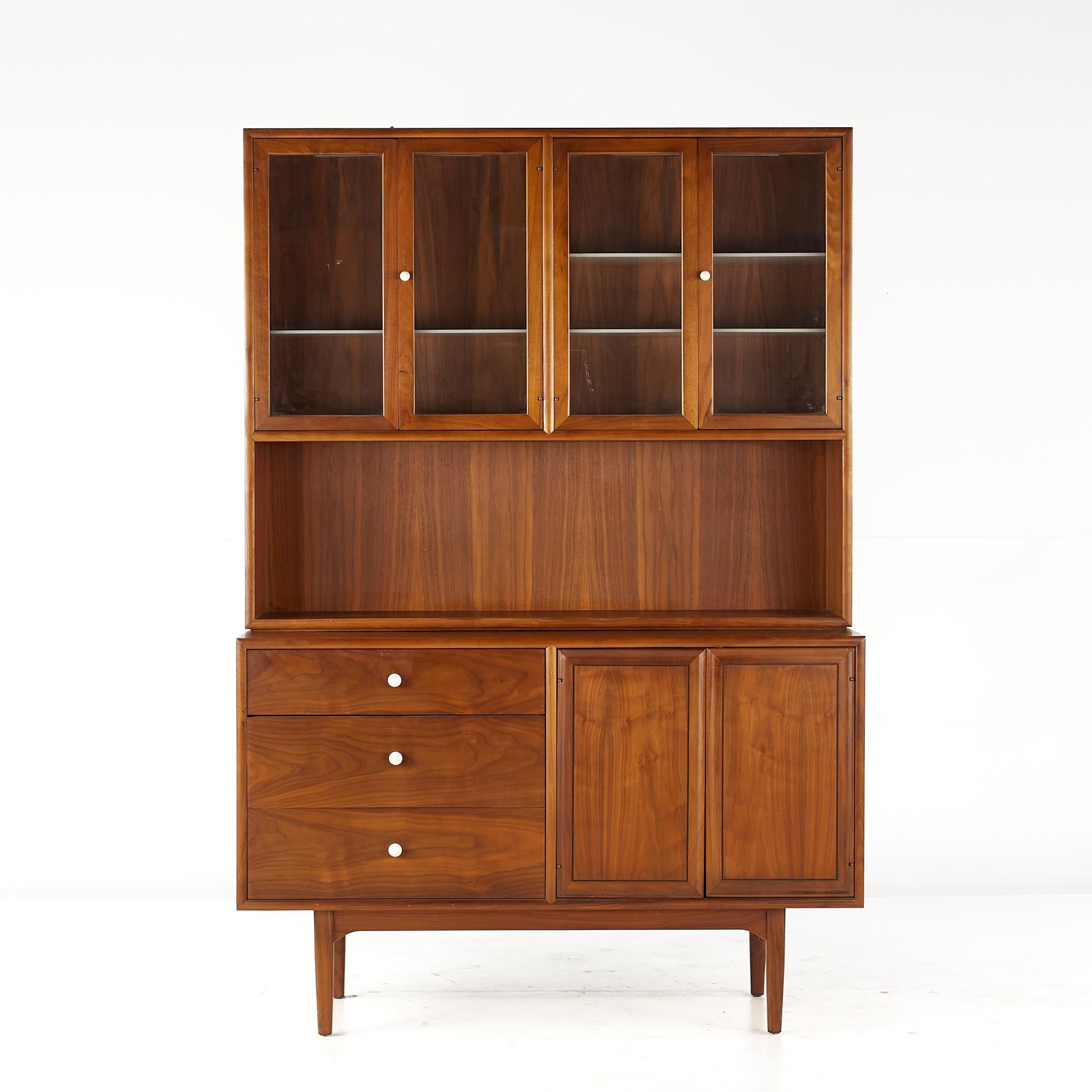 Kipp Stewart for Drexel Declaration Mid Century Walnut Buffet and Hutch ...