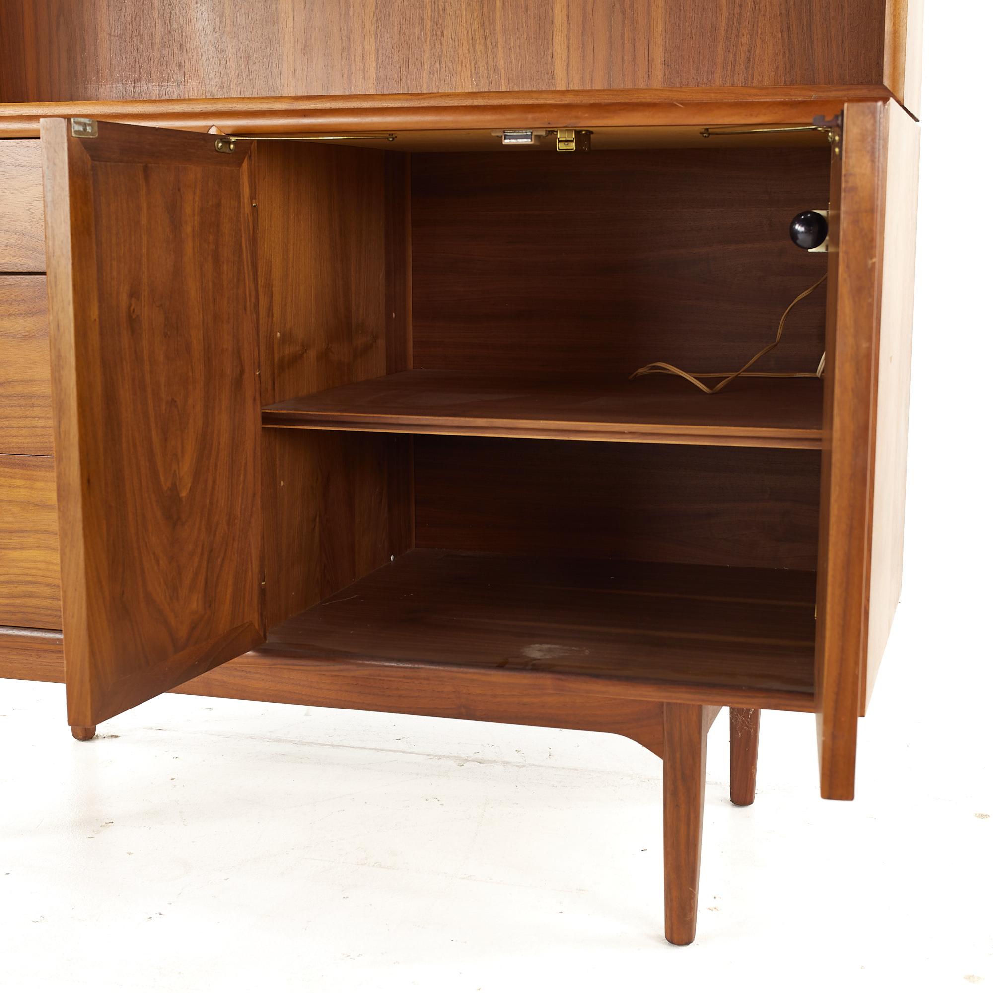 Kipp Stewart for Drexel Declaration Mid Century Walnut Buffet and Hutch ...