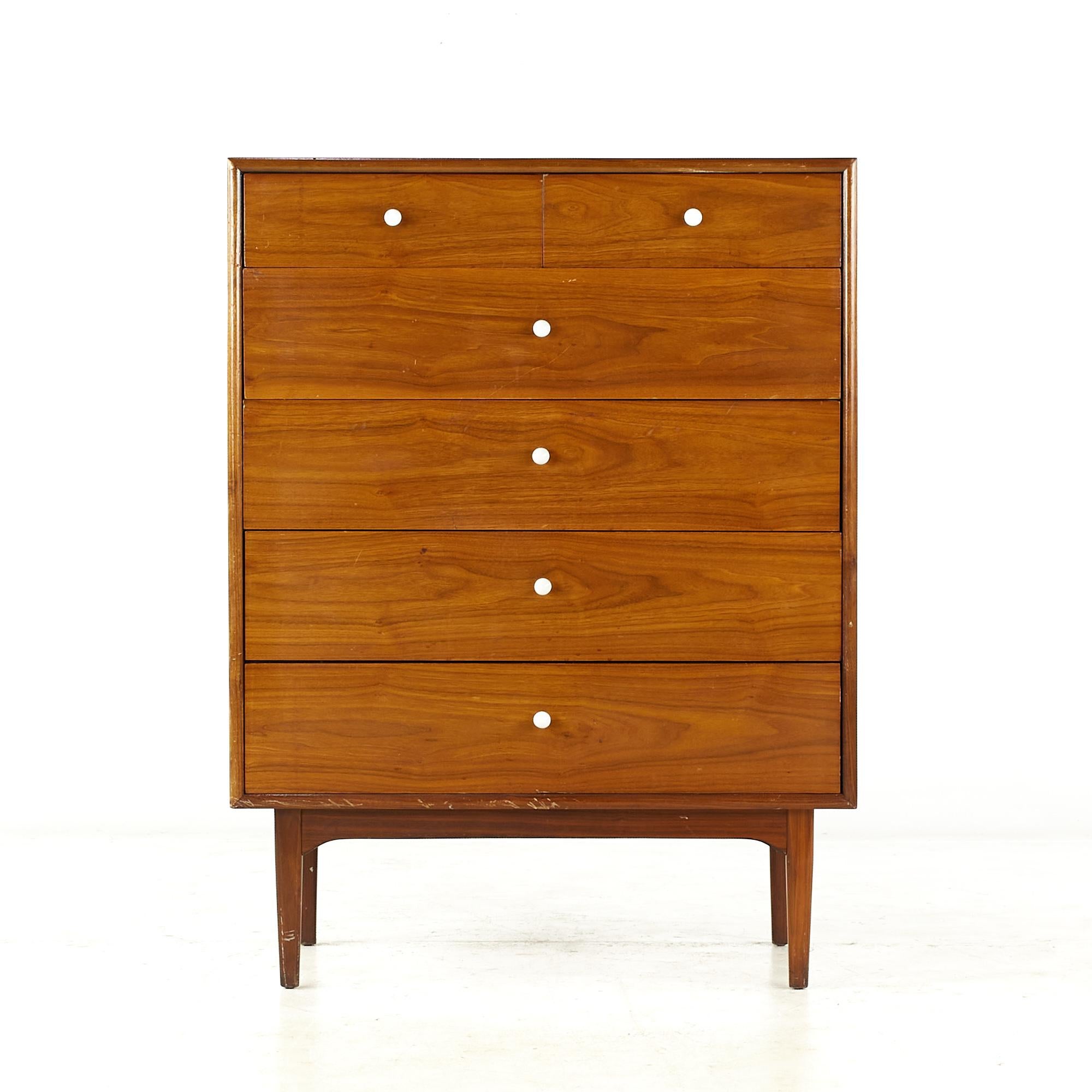 Kipp Stewart for Drexel Declaration Mid Century Walnut Highboy Dresser ...