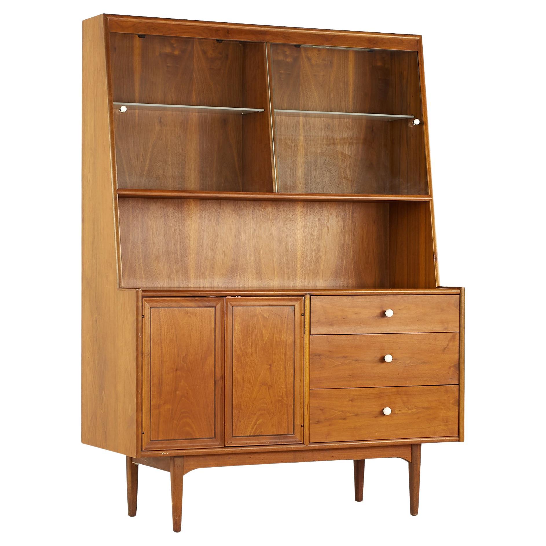 Kipp Stewart for Drexel Declaration Mid Century Walnut Buffet and Hutch ...
