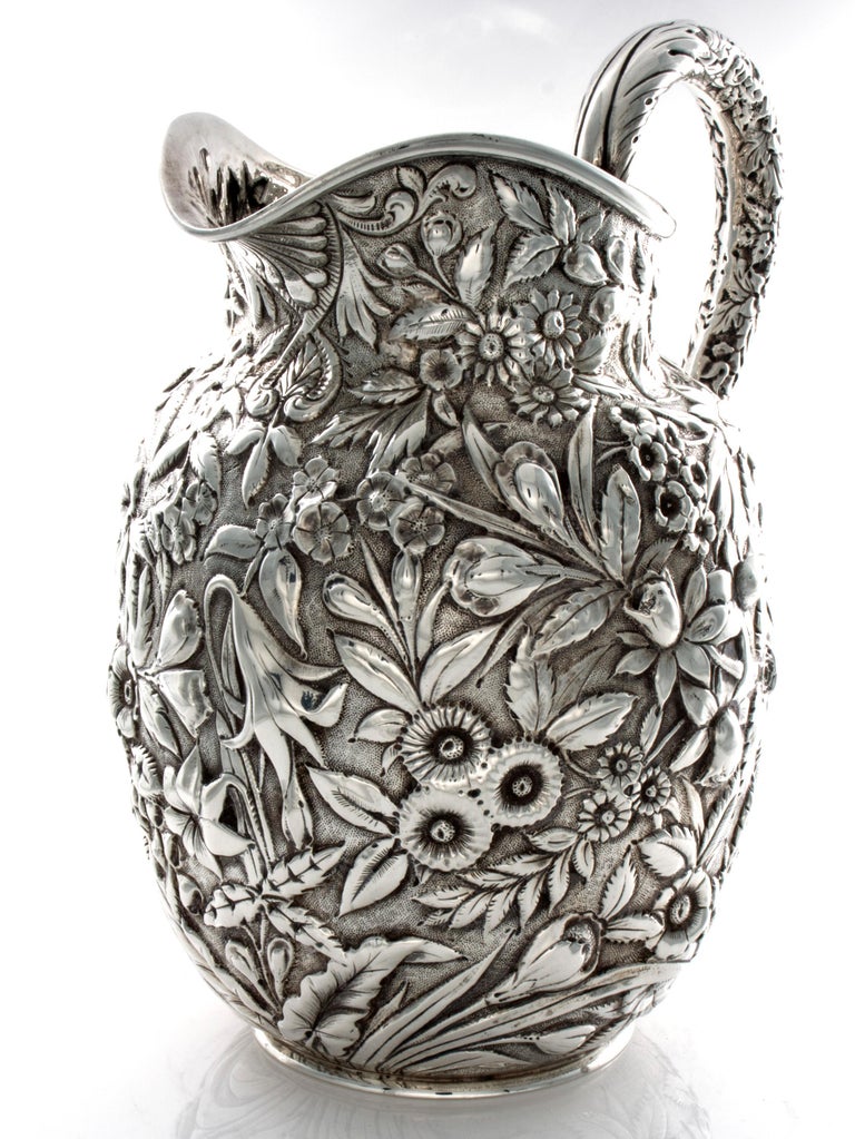 Kirk Repousse Sterling Floral Pitcher 1868-1890 For Sale at 1stDibs