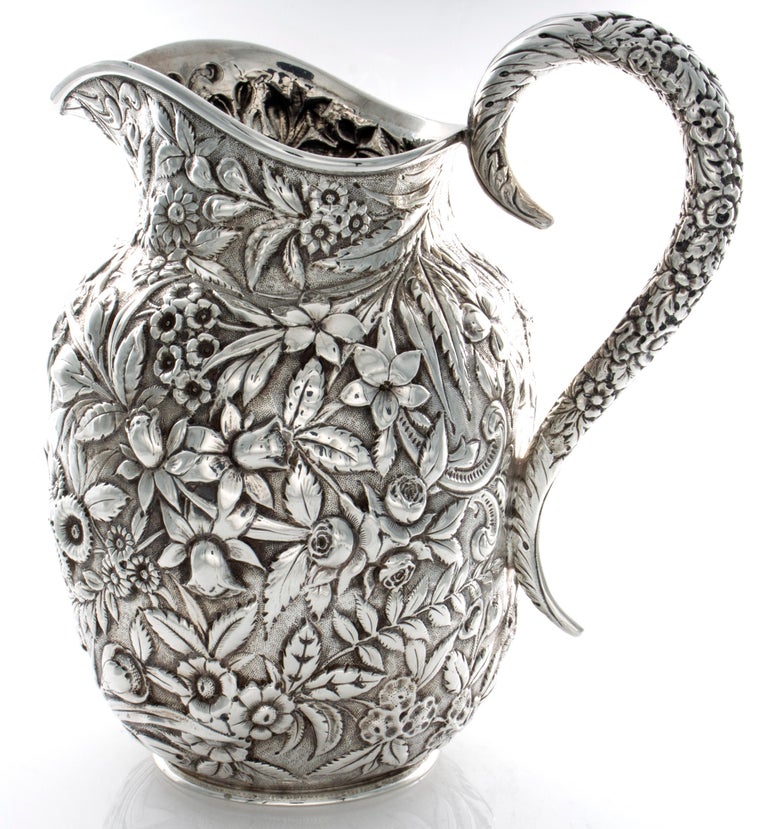 Kirk Repousse Sterling Floral Pitcher 1868-1890 For Sale at 1stDibs