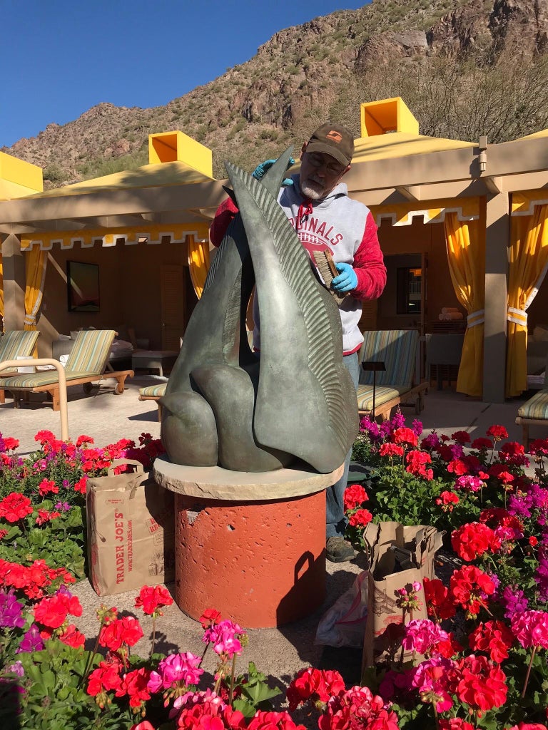 Kirk Tatom - Wing To Wing, Kirk Tatom, bronze sculpture, two birds ...