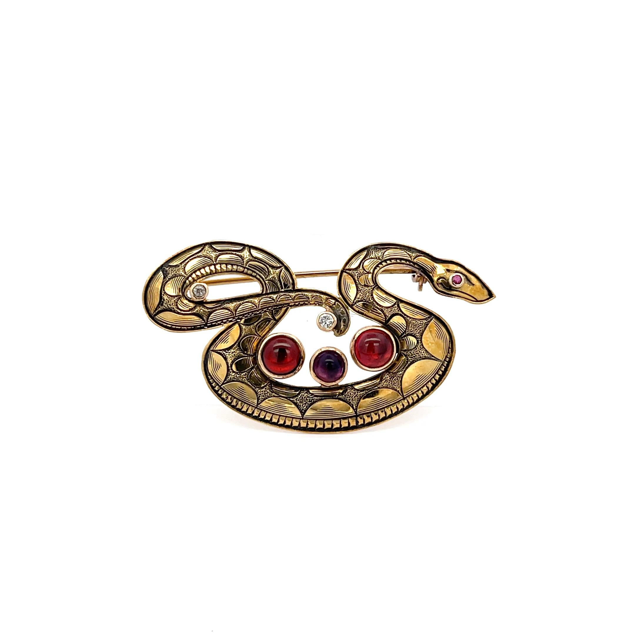 Kit Carson Snake Pin 18K Yellow Gold For Sale at 1stDibs