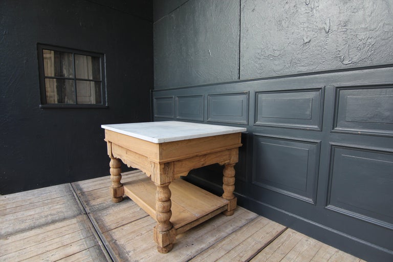 Kitchen Prep Table or Kitchen Island Made of Oak and Carrara Marble at ...