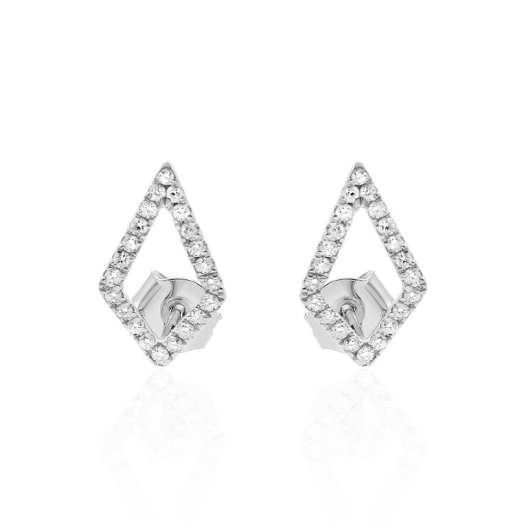 Kite Shaped Diamond Earrings 14K White, Yellow, and Rose Gold For Sale ...