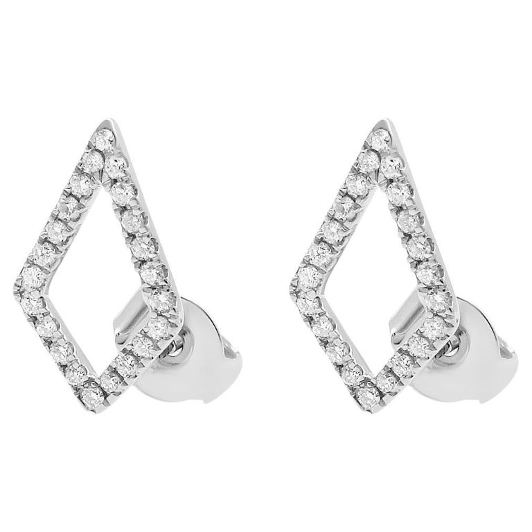 Kite Shaped Diamond Earrings 14K White, Yellow, and Rose Gold For Sale ...