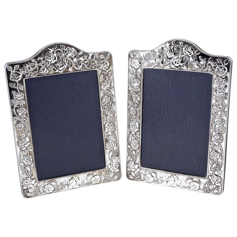 Kitney and Co Pair of English Sterling Silver Photo Frames with Roses ...
