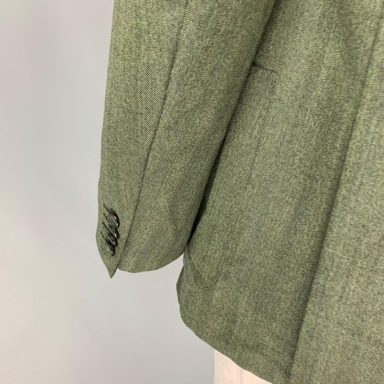 KITON Size 44 Green Herringbone Wool Notch Lapel Sport Coat For Sale at ...