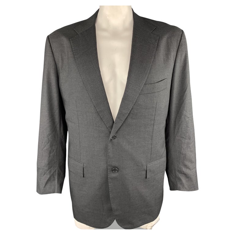 KITON Size 50 Charcoal Wool Notch Lapel Chest Regular Sport Coat Jacket ...