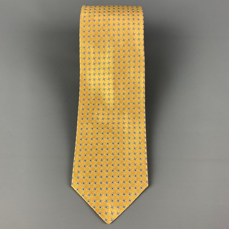 KITON Yellow Blue Stars Silk Tie For Sale at 1stDibs