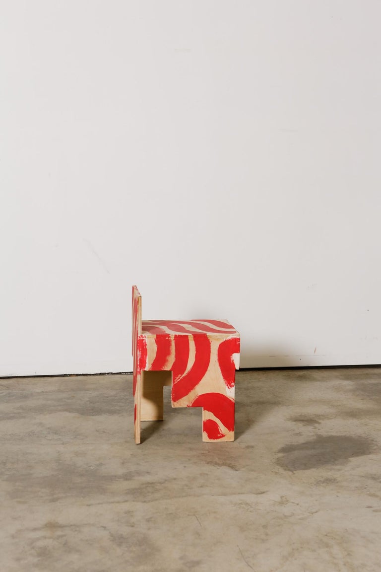 Kitsch Meets Judd Chairs in Red Wiggly Paint at 1stDibs