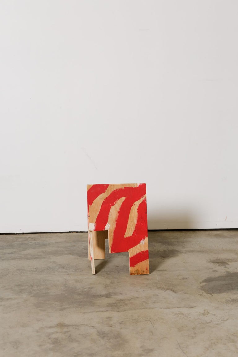 Kitsch Meets Judd Chairs in Red Wiggly Paint at 1stDibs