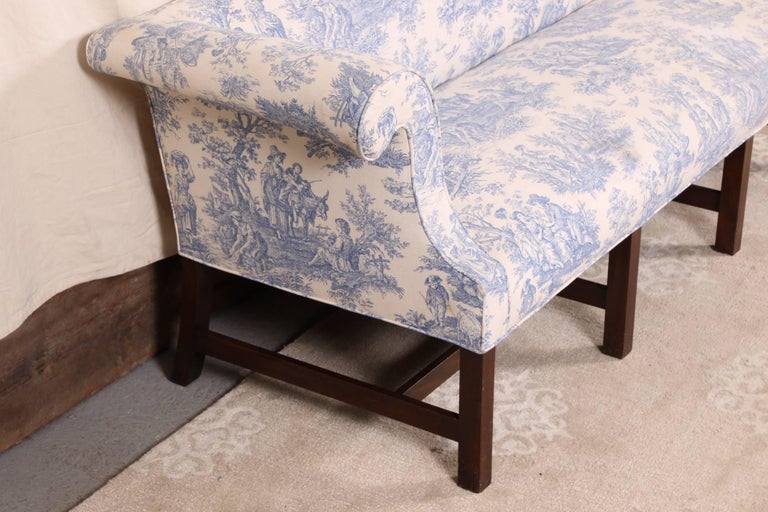 Kittinger Camel Back Sofa in Toile Upholstery at 1stDibs