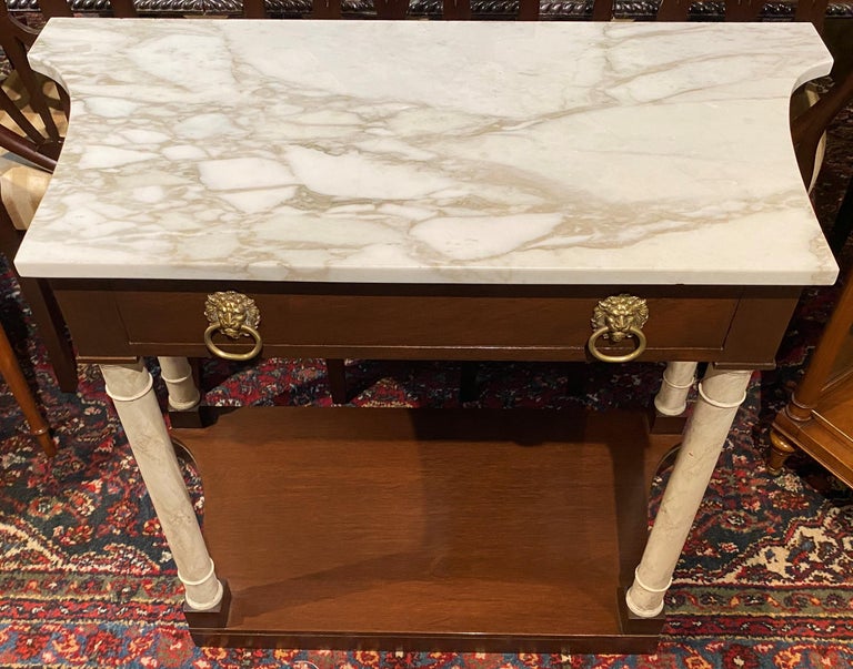 Kittinger Custom Marble Top Classical Style Mahogany Console with ...
