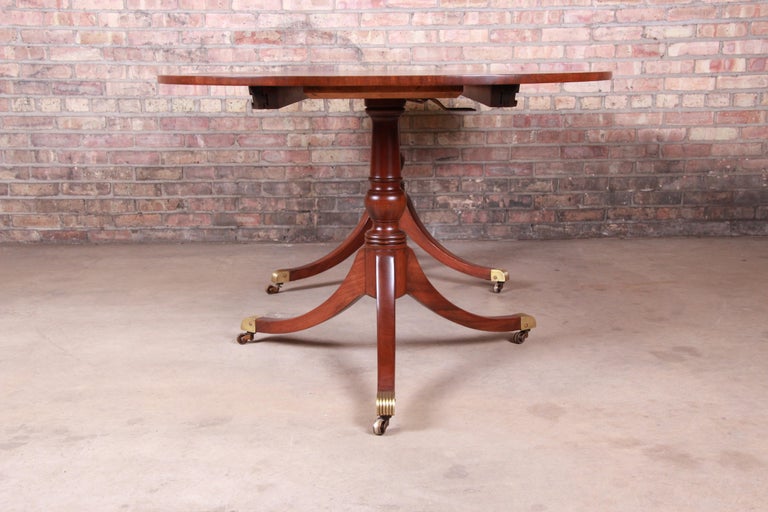 Kittinger Georgian Banded Mahogany Double Pedestal Dining Table, Newly ...