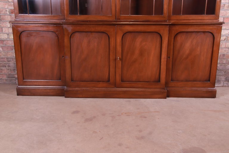 Kittinger Georgian Mahogany Breakfront Bookcase or Bar Cabinet at 1stDibs