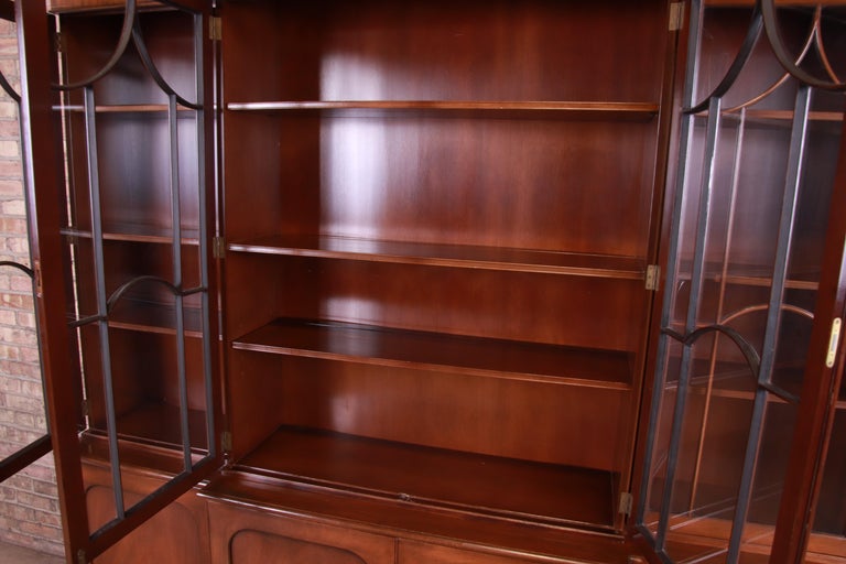Kittinger Georgian Mahogany Breakfront Bookcase or Bar Cabinet at 1stDibs