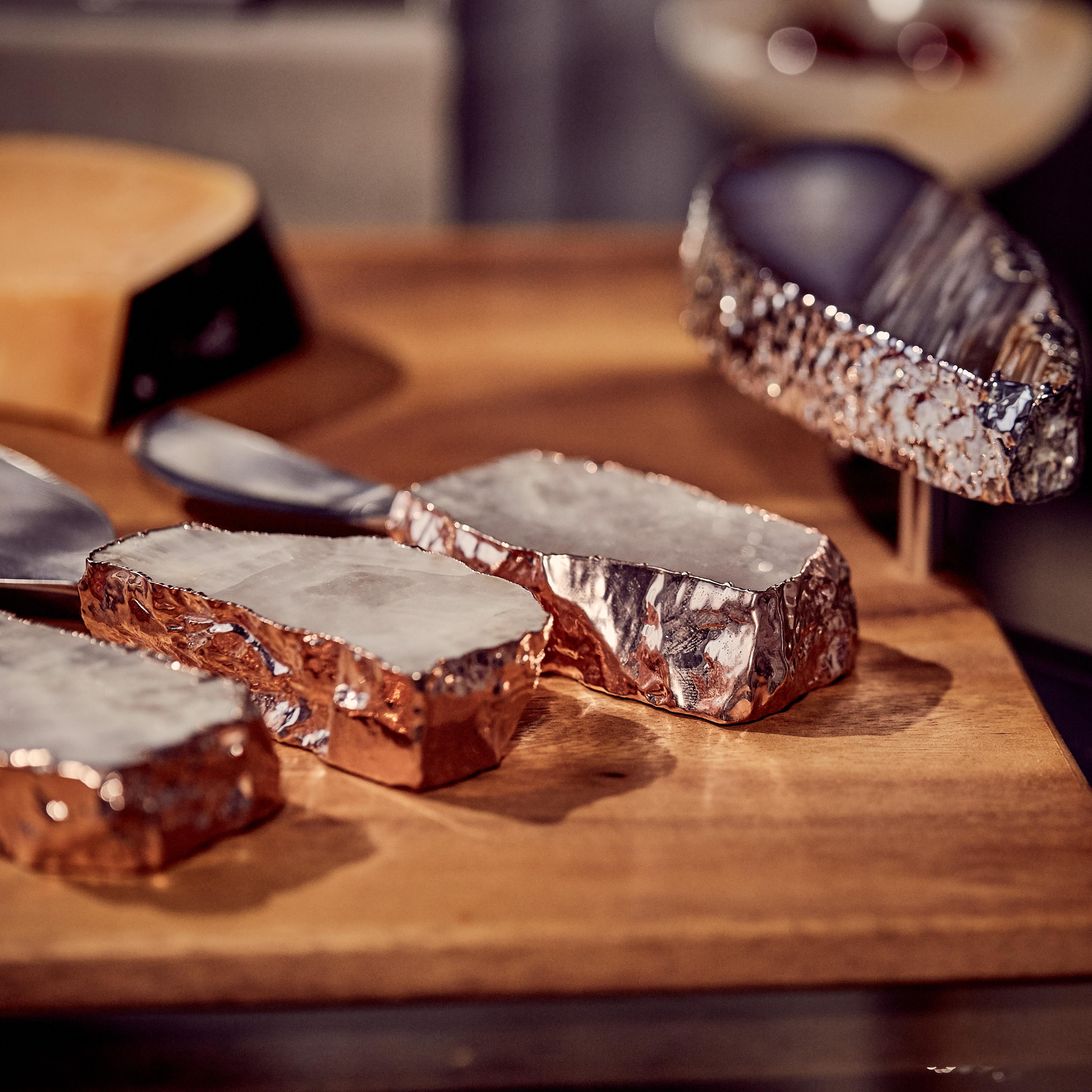Kiva Cheese Set in Crystal and Rose Gold by Anna Rabinowitz at 1stDibs