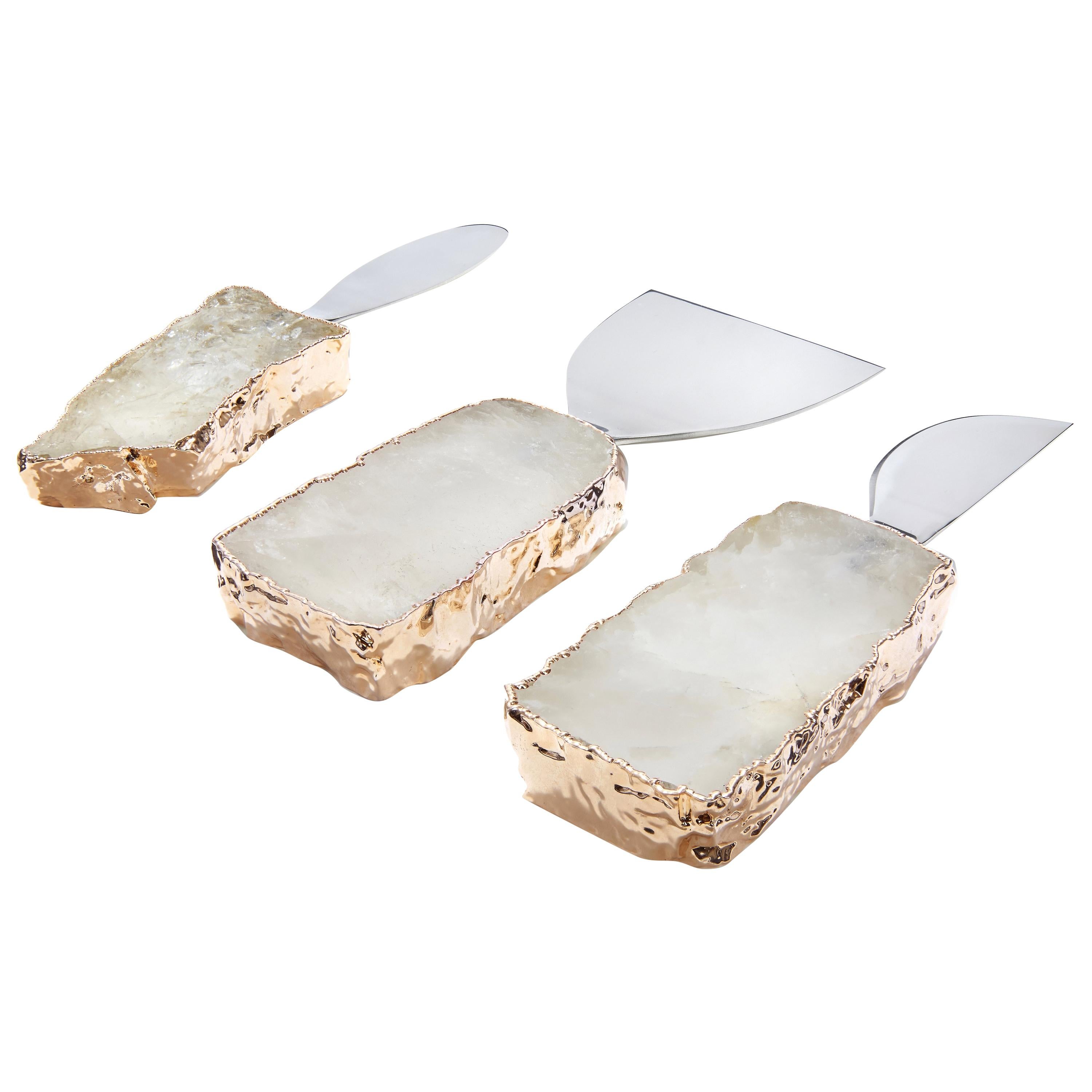 Kiva Cheese Set in Crystal and Rose Gold by Anna Rabinowitz at 1stDibs