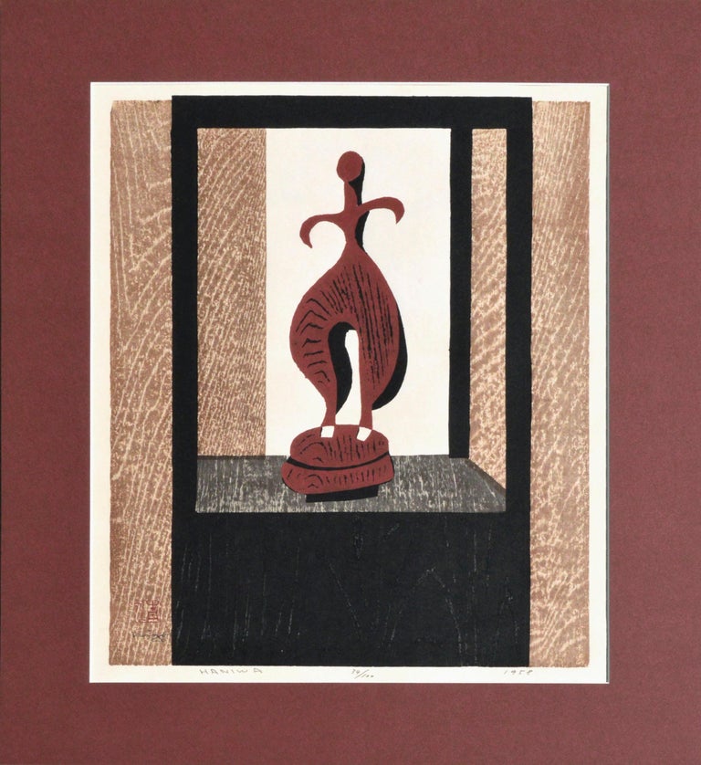 Kiyoshi Saitō - Terracotta, Haniwa Figure - Kofun Period Woodcut at 1stDibs
