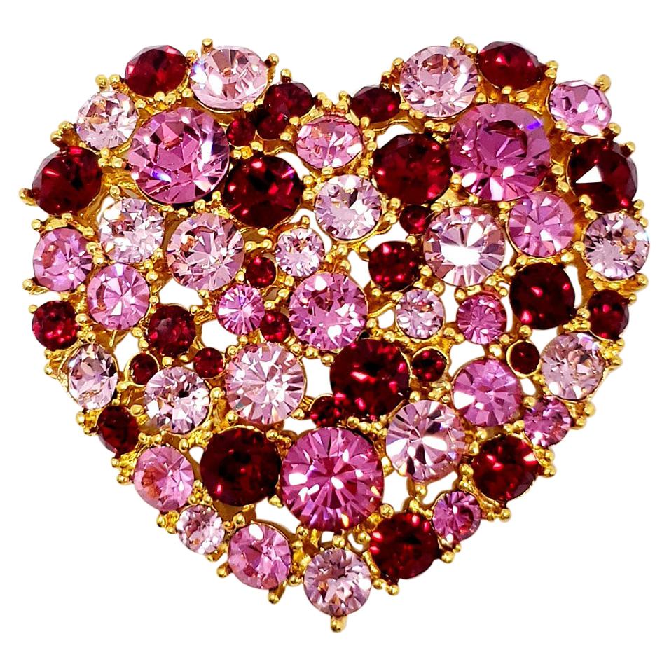KJL Kenneth Jay Lane Embellished Heart Pin Brooch, Rose Amethyst Ruby ...