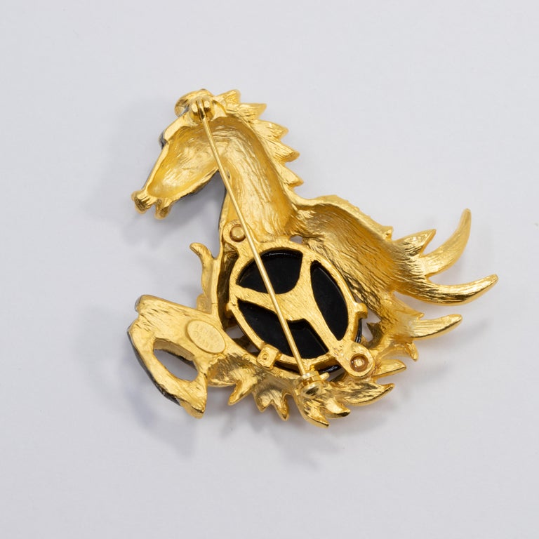 KJL Kenneth Jay Lane Pegasus Brooch, Pin in Gold Black and Gray For ...