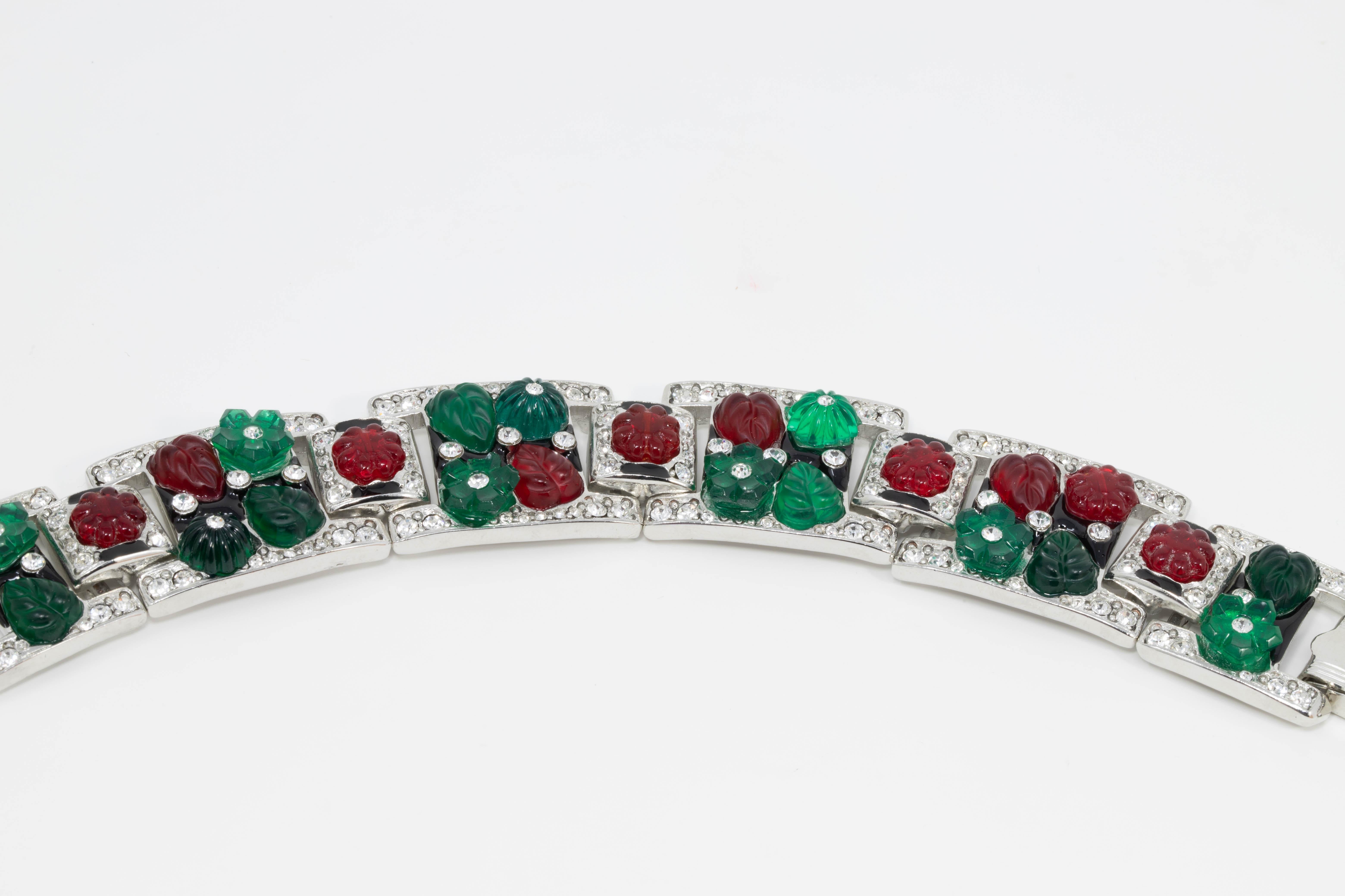 KJL Kenneth Jay Lane Tutti Frutti Fruit Salad Art Deco Link Bracelet at ...
