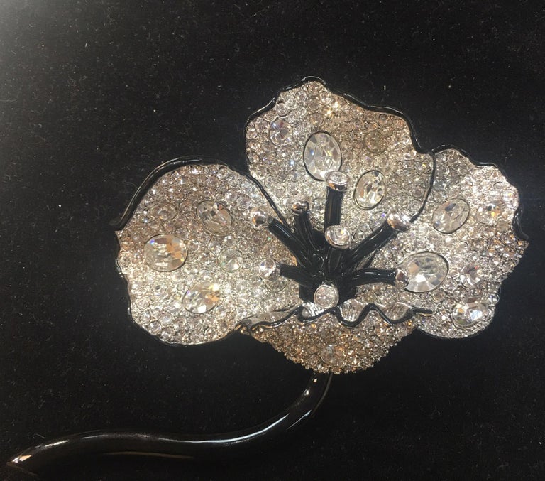 KJL Kenneth Lane Pave Diamanté Flower Couture Brooch Pin at 1stDibs