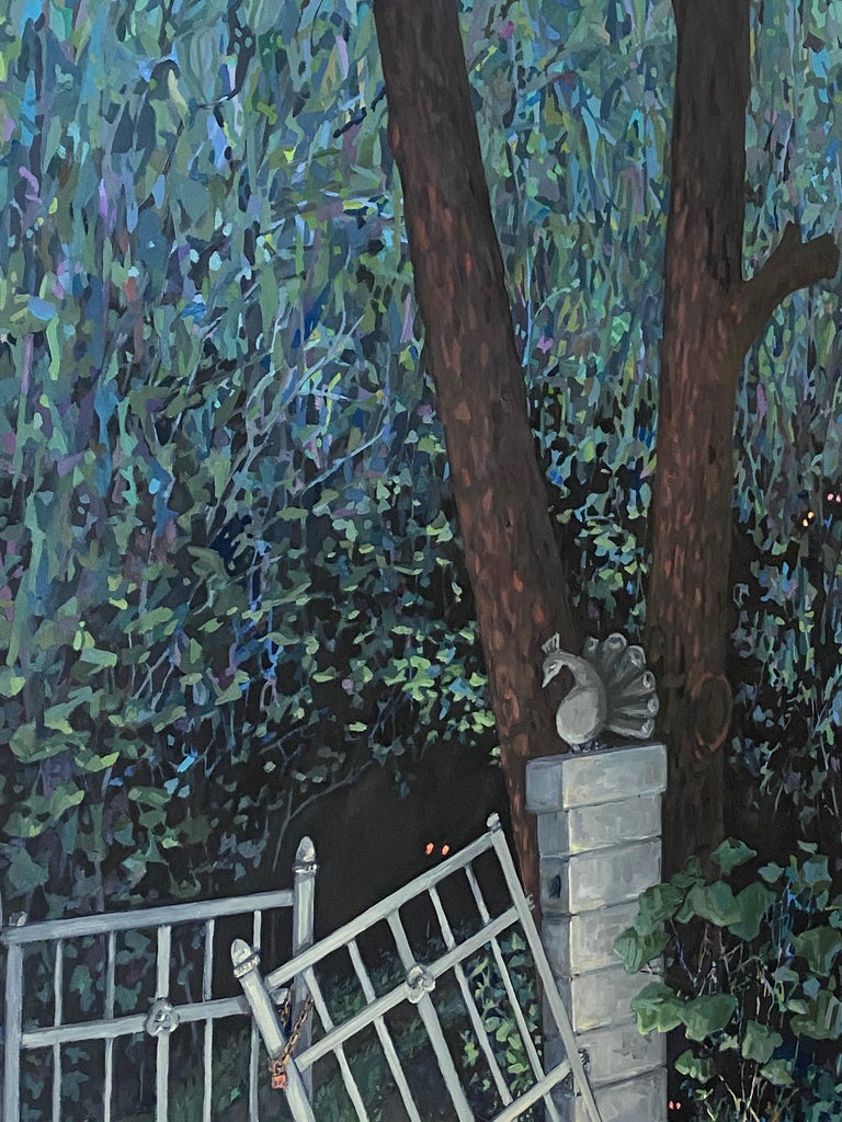 KK Kozik - Broken Gate, Vertical Night Landscape, Green Trees, Stone ...