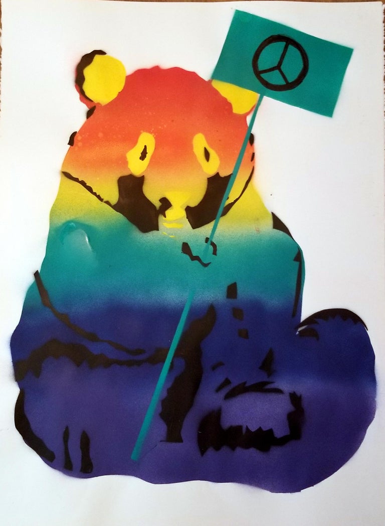 K.K. - Rainbow Panda: PEACE SIGN at 1stDibs