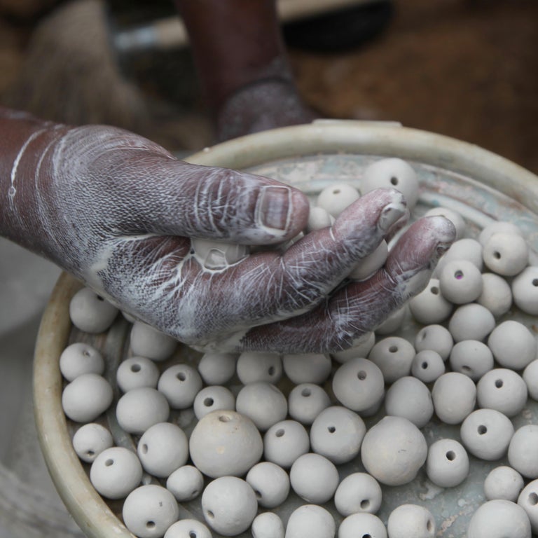 Klaylife Sphere, Grey Handmade Clay Beaded Pendant Light, 21st Century ...