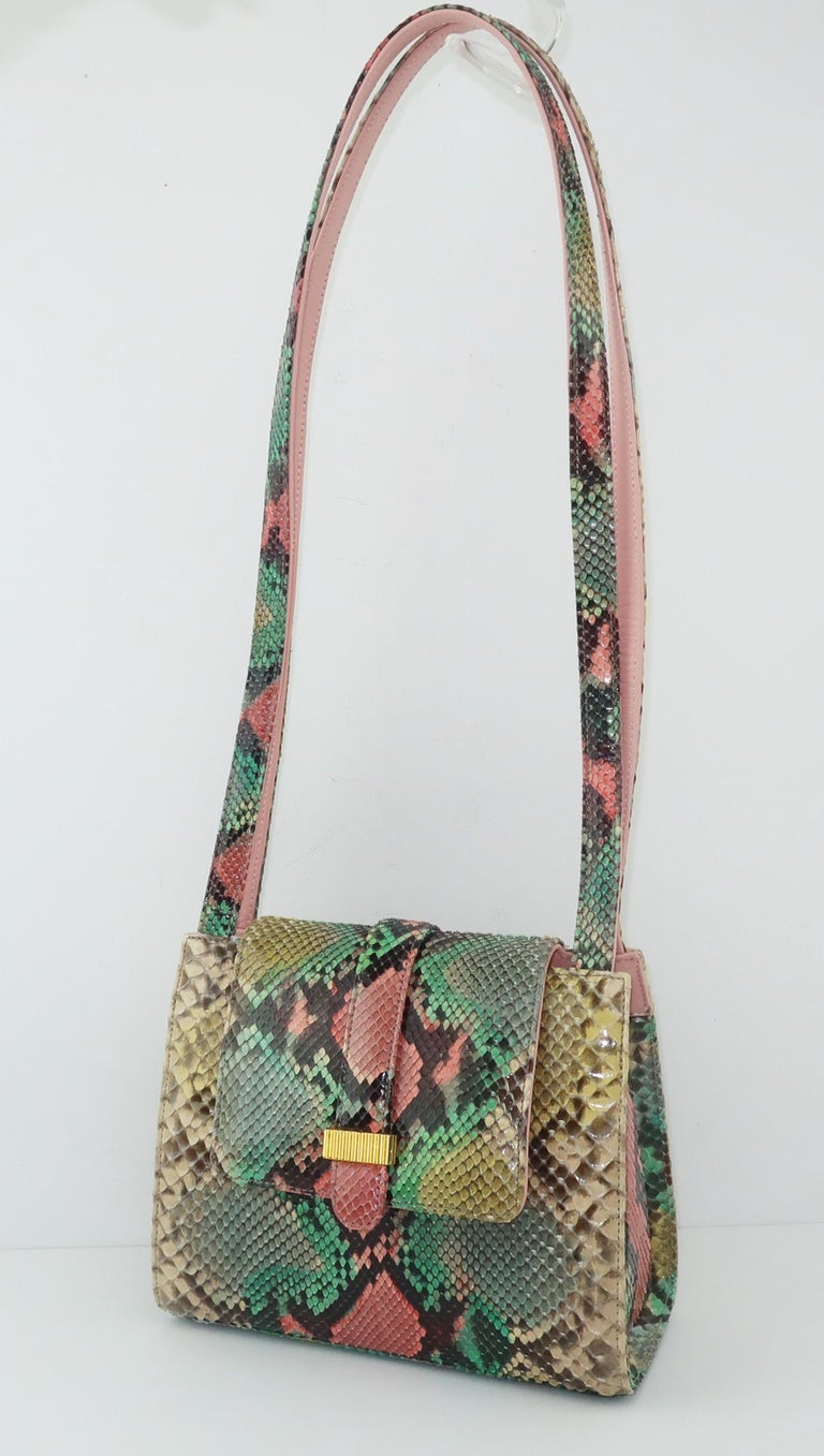 Kleinberg Sherrill Multi Color Python Snakeskin Handbag at 1stDibs ...