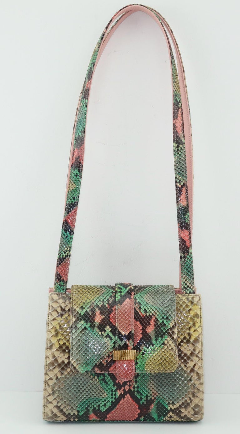 Kleinberg Sherrill Multi Color Python Snakeskin Handbag at 1stDibs ...