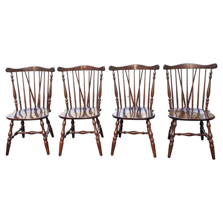 Kling Furniture Cherry Mahogany Fiddleback Brace Back Windsor Chairs, C ...