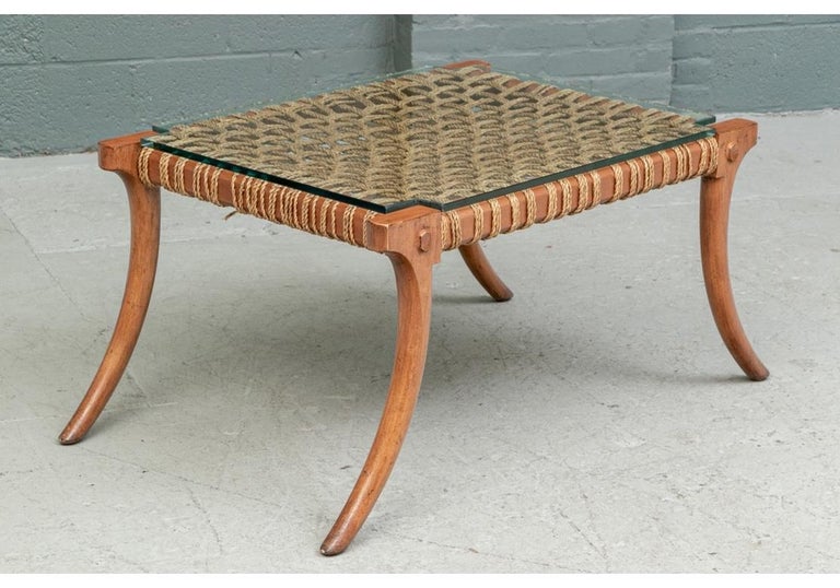 Klismos Style Cocktail Table With Woven Rope Top For Sale at 1stDibs