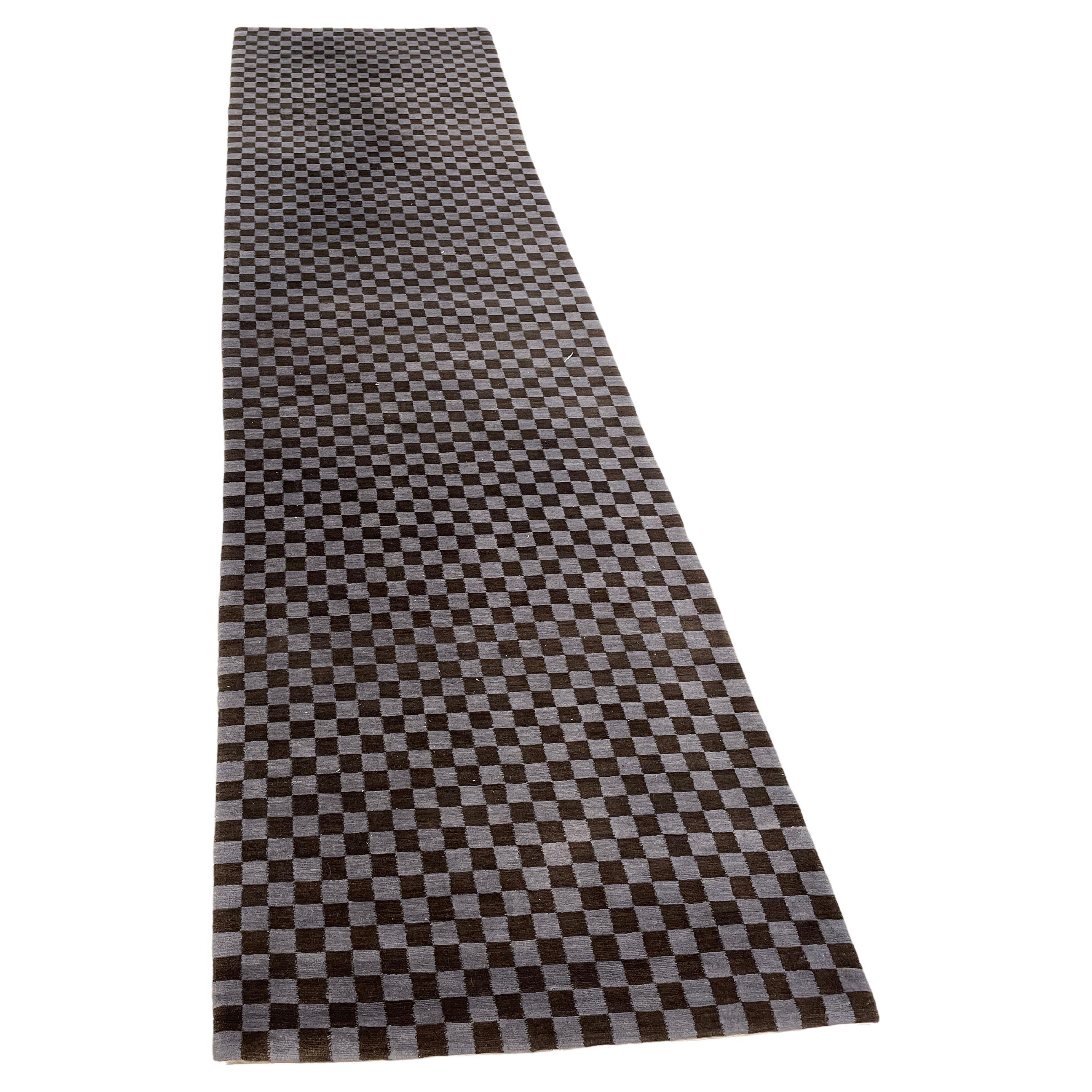 Knecht Ag Switzerland Long Wool Pile checkered Runner, circa 1980 For ...