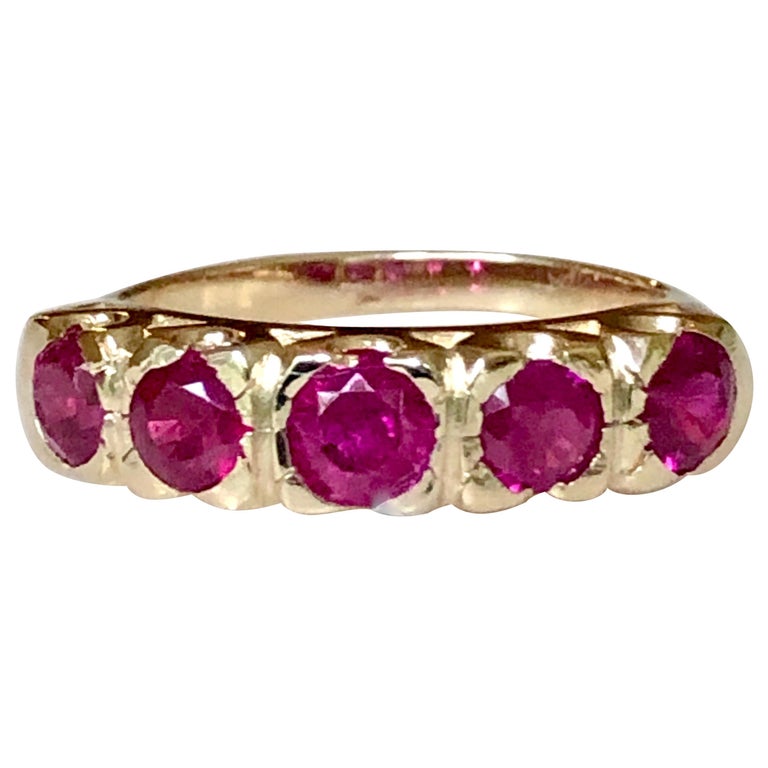 Knife Edge 1.90 Carat Ruby Fishtail Mounting Anniversary Five Stone ...