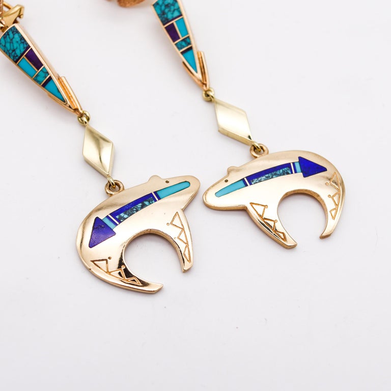 Knifewing Segura Apache Ray Tracey Dangle Drop Earrings 14Kt Gold with ...