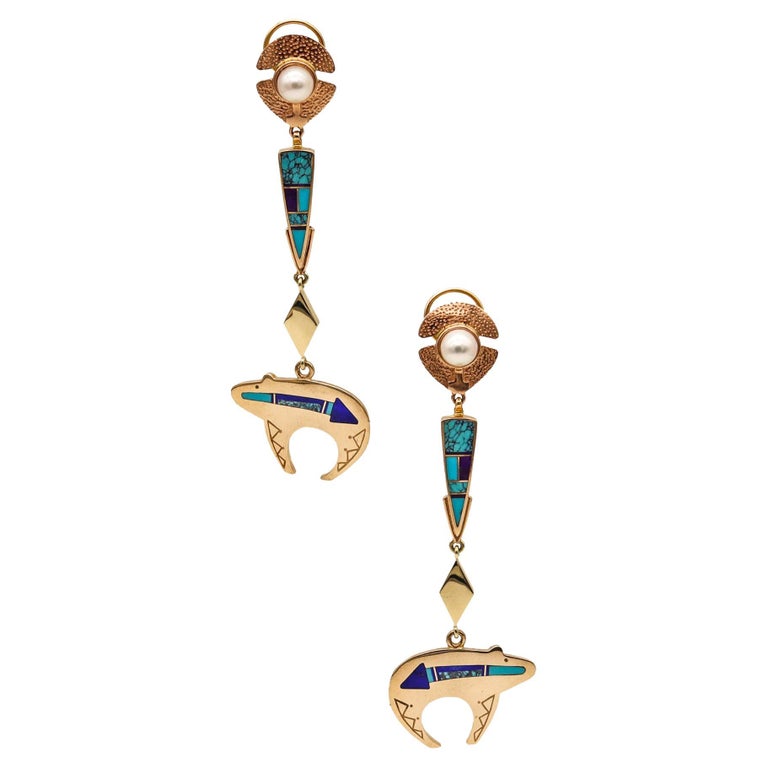 Knifewing Segura Apache Ray Tracey Dangle Drop Earrings 14Kt Gold with ...