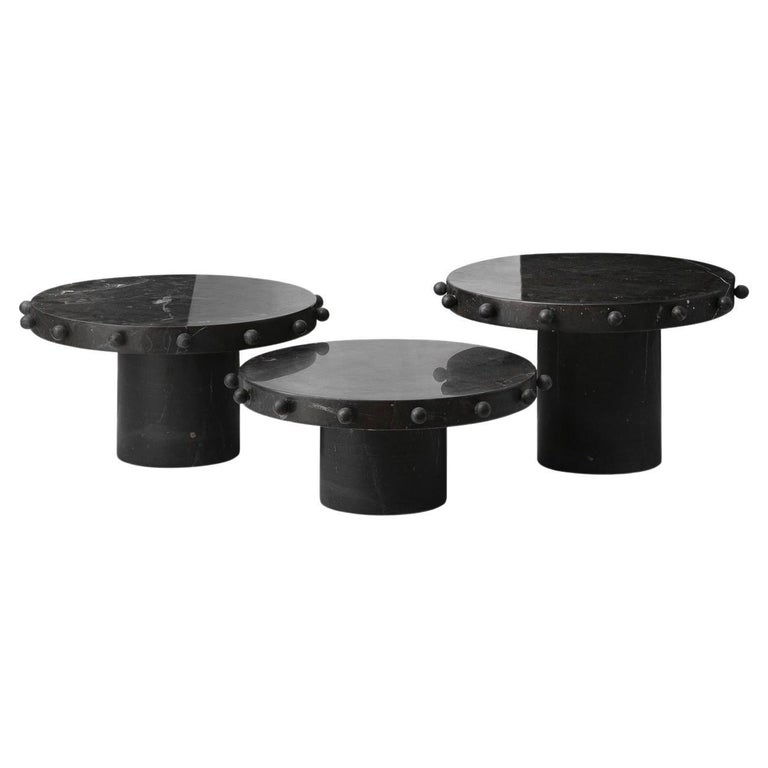 Knob Trio Round Cluster Coffee Tables - Nero Marquina - S/3 For Sale at ...