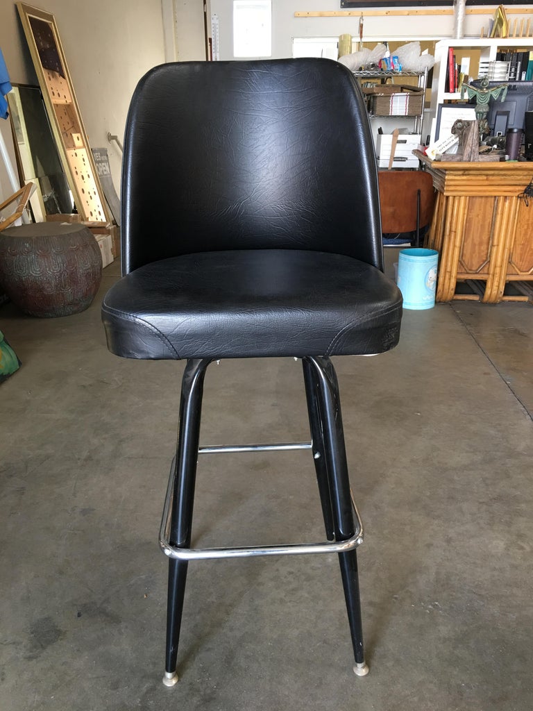 Knoll Inspired Modernist Lounge Swivel Bar Stool, Set of Four at 1stDibs