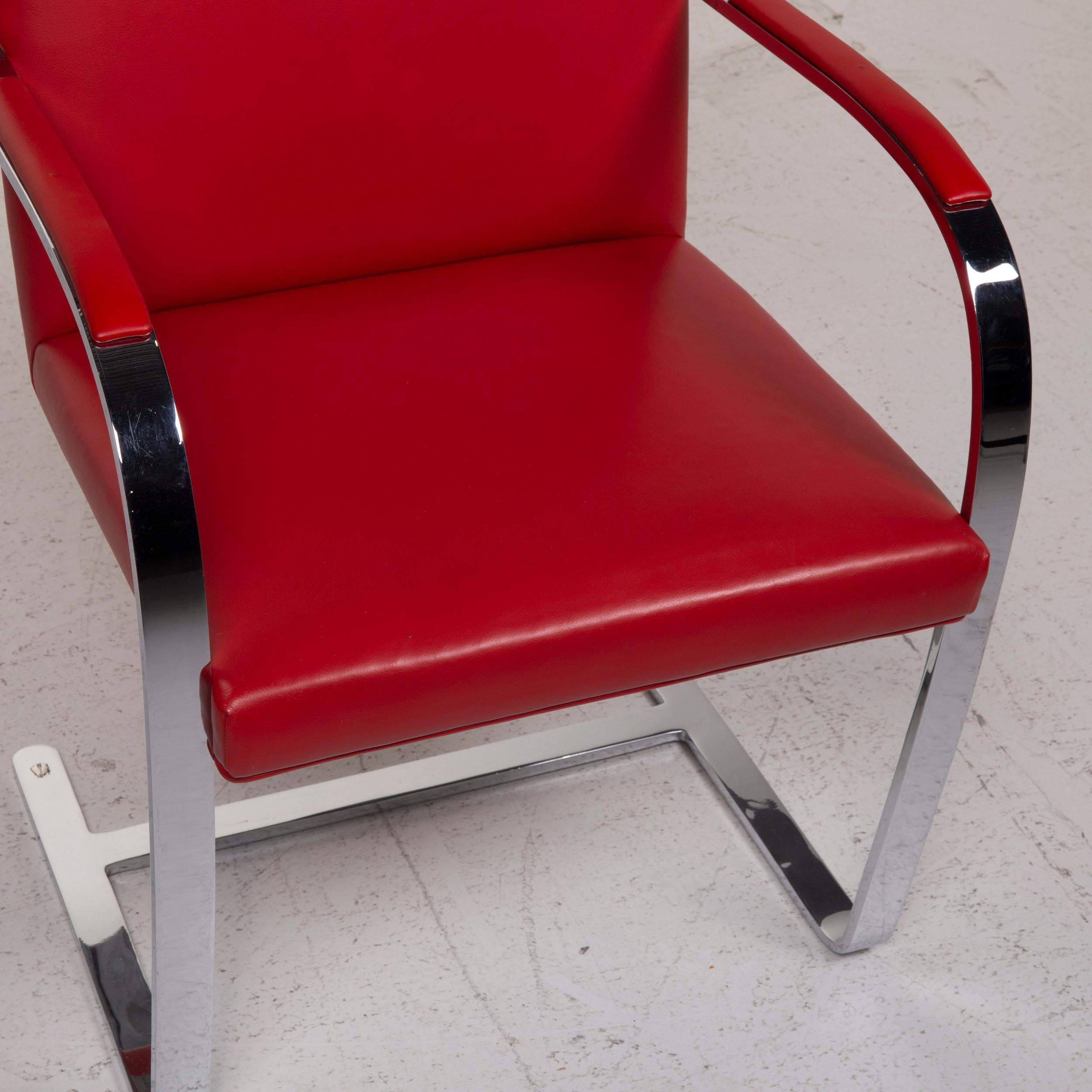 Knoll International Brno Leather Chair Set Red Set at 1stDibs