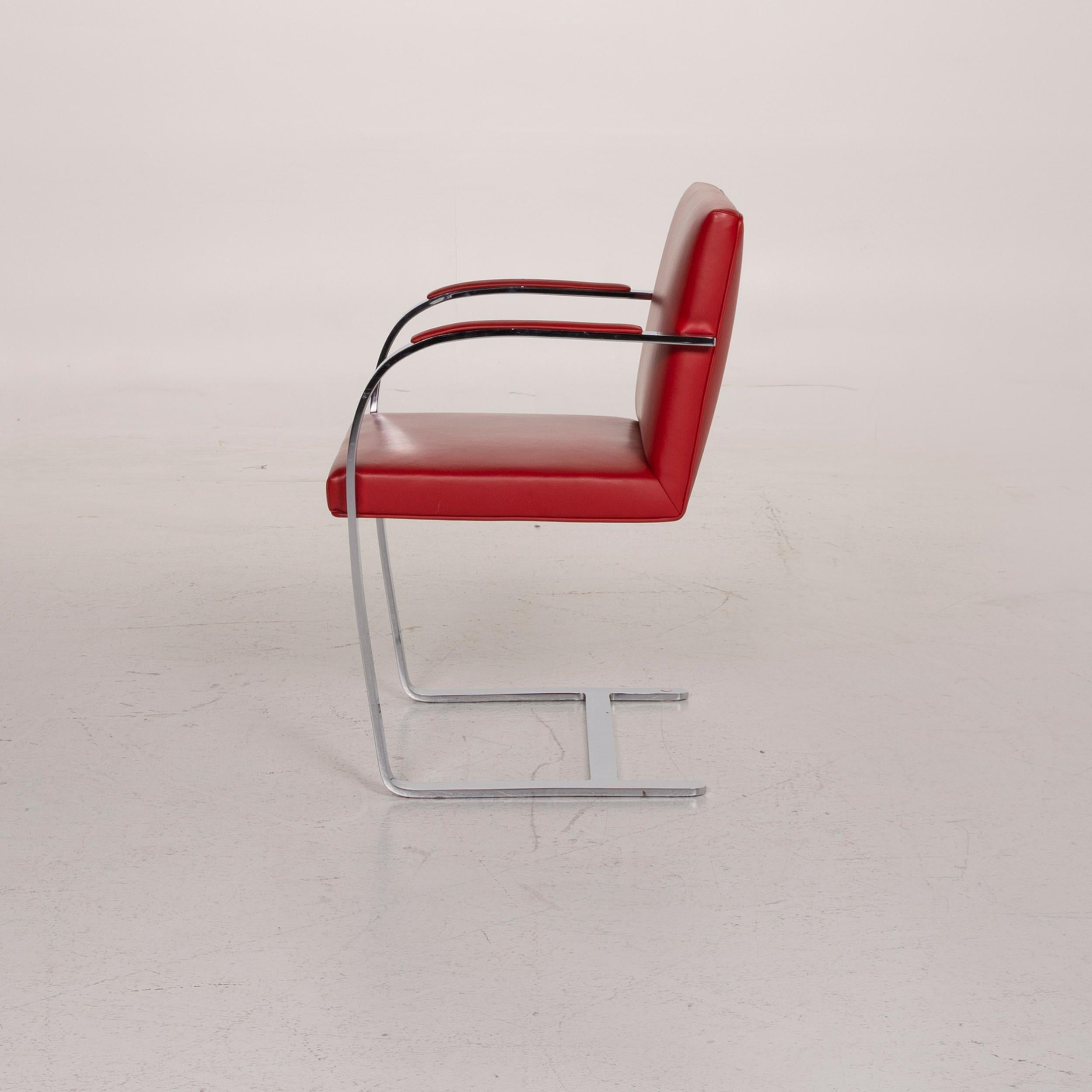 Knoll International Brno Leather Chair Set Red Set at 1stDibs