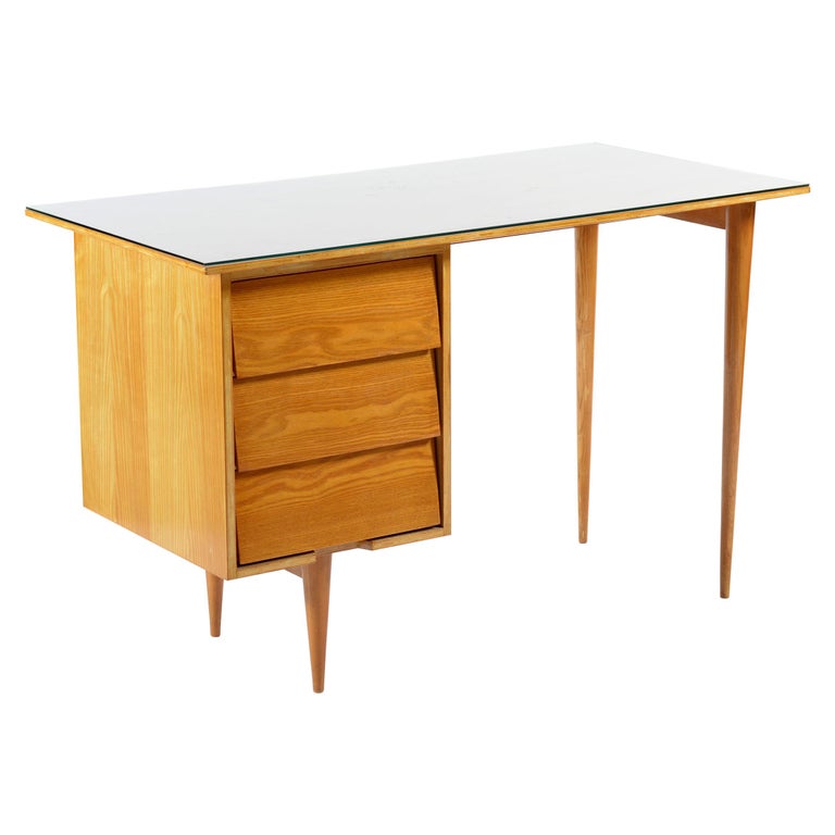 Knoll Midcentury Ashwood Writing Desk, Italy, 1950s at 1stDibs