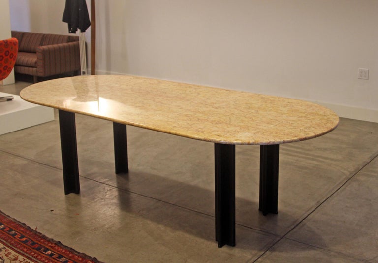 Knoll Oval Marble Pascal Mourgue Dining Table For Sale at 1stDibs