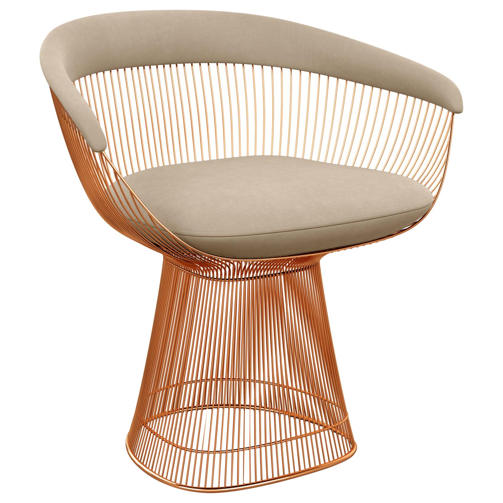 Knoll Platner Armchair in Ultrasuede/Pebble Upholstery and Rose Gold ...