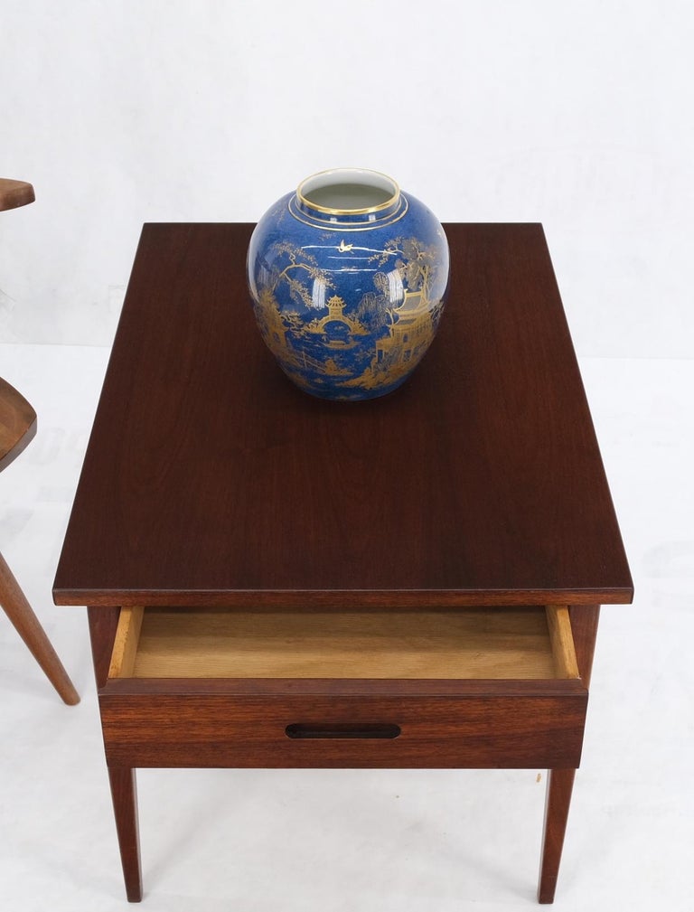 Knoll Risom One Drawer Oiled Walnut Tapered Legs End Side Table Stand ...