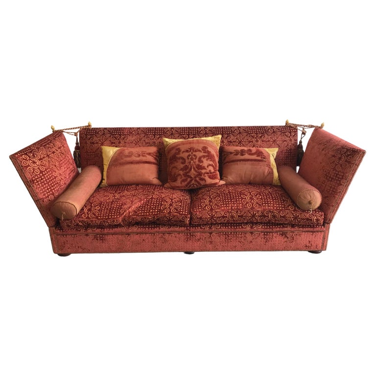 Red Brocade Sofa | Baci Living Room